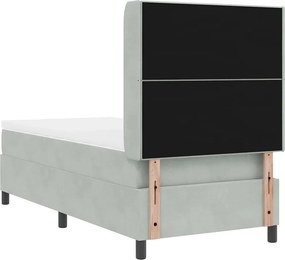 Postel s boxspringem s čelo Světle šedá 90 x 190 cm samet 3341984