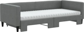 Válenda s přistýlkou a matracemi tmavě šedá 90 x 200 cm textil 3196597