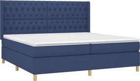 Box spring postel s matrací a LED modrá 200x200 cm textil 3139147
