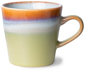 HK living Keramický hrnek na americano 70's Peat 250 ml, zelená barva, oranžová barva, keramika