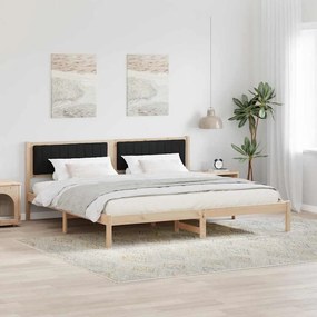 Rám postele s čelo Černá 200 x 200 cm Masivní borové dřevo 3394240