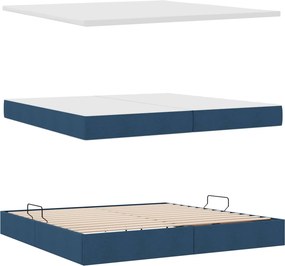 Postel s úložným prostorem a matrací Modrá 200 x 200 cm Samet 3370661