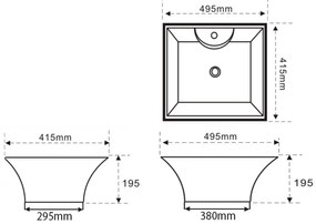 Aqualine, Umyvadlo 49,5x41,5x19,5 cm, bílá, 49411