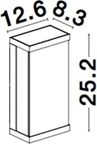 NV 9120711 Venkovní nástěnné svítidlo BAY antracitový hliník čiré sklo a akrylový difuzor LED 1.5W 3000K 3.7V 87st. IP65 solární / vypínač na těle / pohybové čidlo - NOVA LUCE