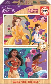 Educa dřevěné puzzle disney princezny 2 × 25 dílků
