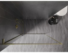 Mexen, Mexen Kioto-XF L sprchová stěna s rámem 50 x 202 cm, průhledná 10 mm, broušené zlato - 800-050-174-55-00-XF
