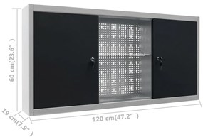 Nástěnná skříň na nářadí industriální styl kov šedo-černá,  145366