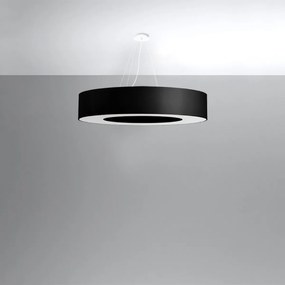 Závěsné svítidlo Saturno, 1x černé textilní stínítko, (bílý plast), (fi 90 cm)