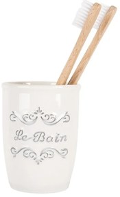 Keramický kelímek / držák na kartáčky s reliéfem Le Bain – 8x10 cm