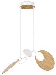 Stropní svítidlo v organickém designu Ballon 2 Dekor: Bílá / Dubové dřevo, Stmívání: Stmívatelné DALI, Výška: 1580 mm
