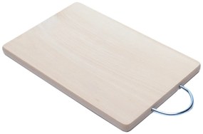 Buková krájecí deska - prkénko obdélník s nerezovým úchytem - 30 x 20 cm