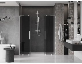 Mexen Velar L Duo, posuvné sprchové dveře do otvoru 180 cm, 8mm šedé sklo, bílá matná, 871-180-003-42-20