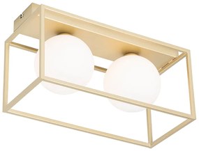 Designové stropní svítidlo zlaté s bílým sklem 2-světlo - Aniek