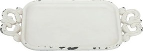 Bílý antik kovový tácek - 16*8*1 cm