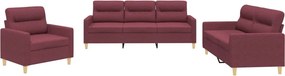 3dílná sedací souprava s poduškami vínová textil 3201542