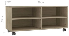 TV stolek Twinin s kolečky - dub sonoma | 90x35x35 cm