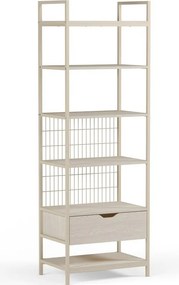 Krémová ocelová knihovna 60x179,5x40 cm Amara – Marckeric