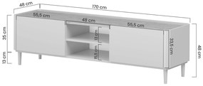 TV stolek Elivo 170 cm na nožkách - kašmírová / dub olejovaný