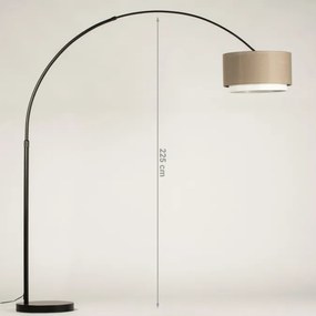 Stojací designová oblouková lampa Soffito Taupe and Black