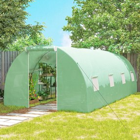 Fóliový skleník, průchozí, 8 oken se sítí proti hmyzu, robustní fólie, ocelový rám, 6 x 3 x 2 m, zelený