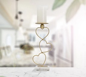 Zlatý stojan na svíčku Mauro Ferretti Love, 14,5x10x32,5 cm