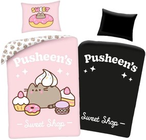 Bavlněné ložní povlečení se světélkujícím efektem Cukrárna kočičky Pusheen - 100% bavlna - 70 x 90 cm + 140 x 200 cm