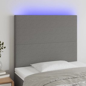 Čelo postele s LED tmavě šedé 90x5x118/128 cm textil 3122127