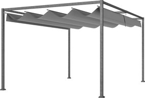 Outsunny Pergola 4x3m Zahradní Pavilon, Ocelová Sluneční Markýza, Zahradní Pavilon s Nastavitelnou Střechou, Volně stojící, Slunečník pro Terasu a Zah
