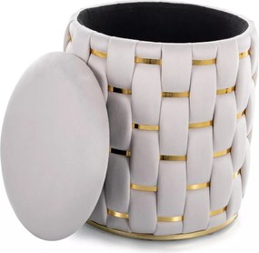 Taburet Tiara Velvet s úložným prostorem světle béžový