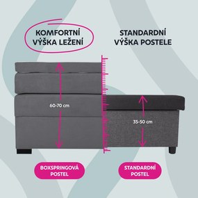 Boxspringová pocketová postel, 180x200, šedohnědá Taupe, APRIL