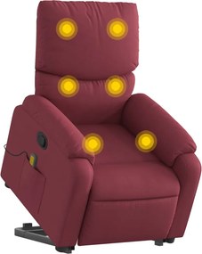 Zvedací masážní polohovací křeslo vínové textil 3204839