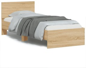 Rám postele s čelem dub sonoma 90 x 190 cm kompozitní dřevo - Default Title