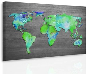 Malvis ® Obraz Mapa světa zelená Velikost: 150x100 cm