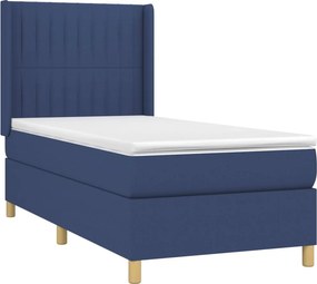 Box spring postel s matrací a LED modrá 90x190 cm textil 3139003