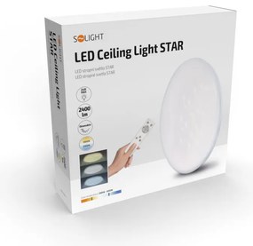 Solight LED stropní světlo Star, kulaté, 24W, 2400lm, dálkové ovládání, 37cm