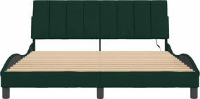Rám postele s LED osvětlením bez matrace Hanko tmavě zelený 160 x 200 cm samet 3213790