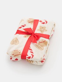 Sinsay - Vánoční deka se vzorem sladkostí a perníčků - žlutá