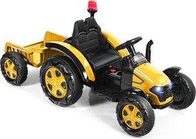 Costway Traktor 12 V s 2,4 G dálkovým ovládáním a odnímatelným přívěsem pro děti