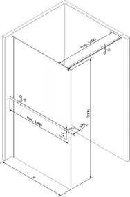 Mexen Kioto+, sprchová zástěna Walk-In s poličkou a věšákem 140 x 200 cm, 8mm sklo vzor zrcadlo, měděný matný profil, 800-140-121-65-50