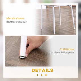 HOMCOM 3-dílný jídelní set Jídelní set MDF + kov přírodní kresba dřeva + bílá s 1 stolem + 2 židlemi | Aosom
