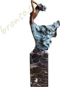 Dáma s vlajícími šaty – Art Deco bronzová socha, elegantní dekorace