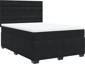 Box spring postel s matrací černá 160x200 cm samet 3290968