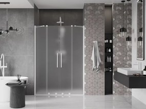 Mexen Velar Duo, posuvné sprchové dveře do otvoru 140 cm, 8mm sklo námraza, bílá matná, 871-140-000-32-20