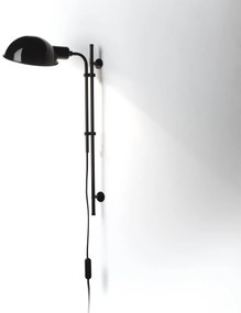 Marset A641-027 Funiculí A, nástěnná lampa nadčasového designu, 1xE14, černá RAL 9005, výška 49,2cm