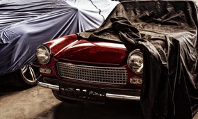 Vícedílný obraz Italské Retro Auto Potažené Látkou Nedostatek Nedostatek Přírodní plátno 200x120