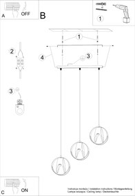 Sollux Lighting Závěsné svítidlo TULOS 3L černé