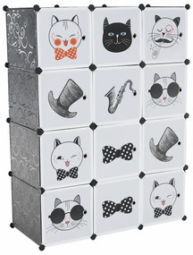 Dětská modulární skříň, šedá/dětský vzor, Tempo Kondela AVERON