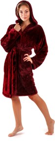 Krátký župan s kapucí Lilly extra one size vínový 33 20 3651 - S/M