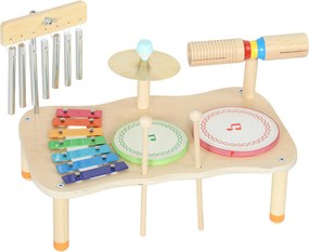 AIYAPLAY dětské hudební nástroje ze dřeva ve stylu Montessori s bubnem, xylofonem, dvojitým zvonem, cymbály, zvonkem