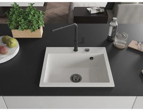 Mexen Oscar, 1-komorový granitový dřez 580x490x205 mm, bílá, 6519581000-20-B